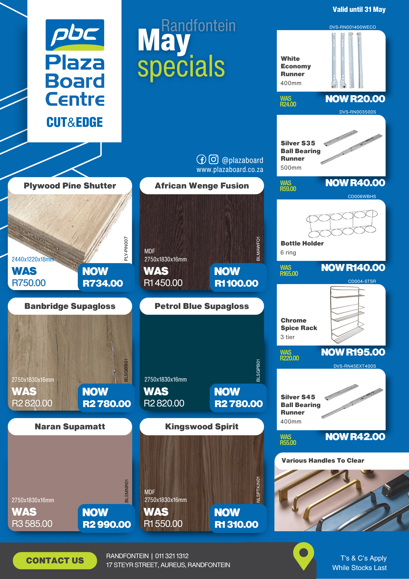 PBC Randfontein May 2026 Specials - Plaza Board Centre